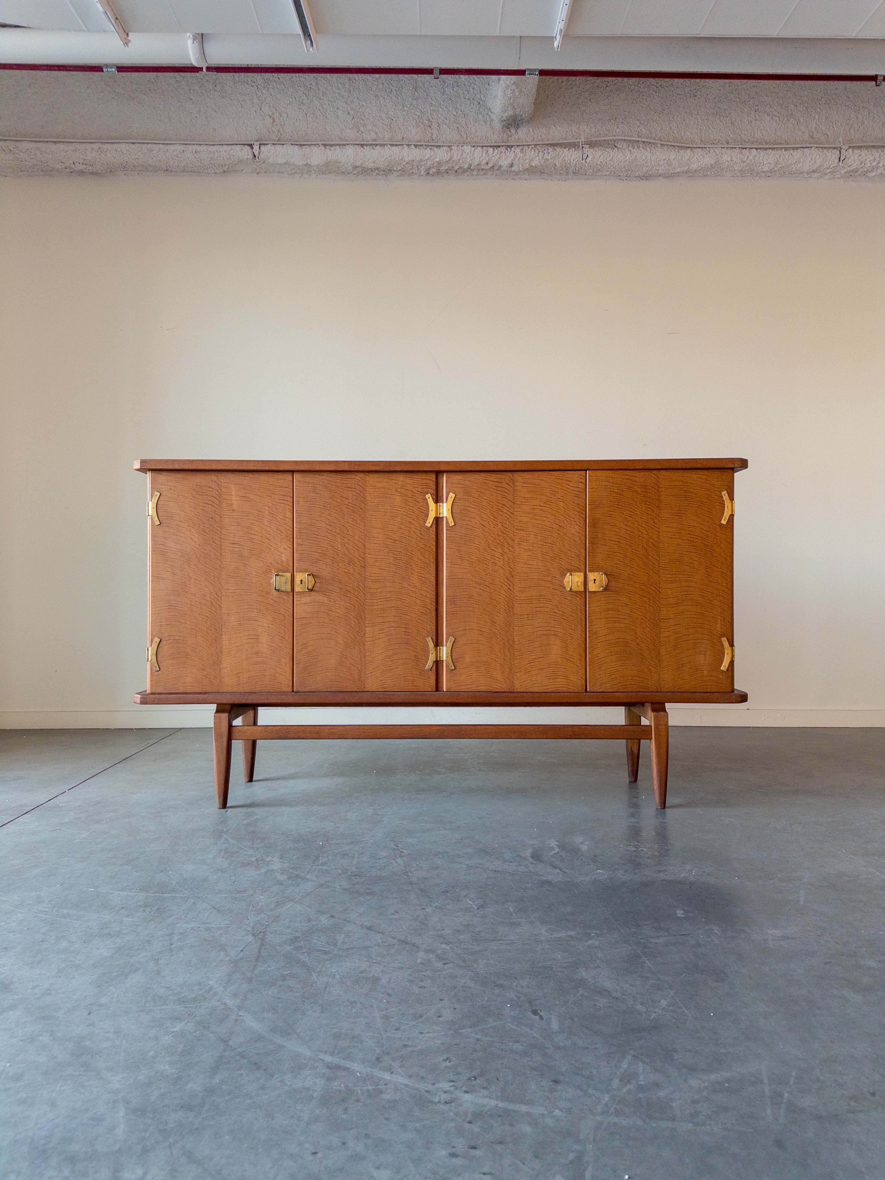 Oak and Brass Sideboard by Henning Kjærnulf, Denmark, 1970s – Found Objet